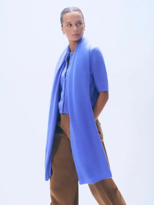 WHITE & WARREN Cashmere Travel Wrap - Blue Iris