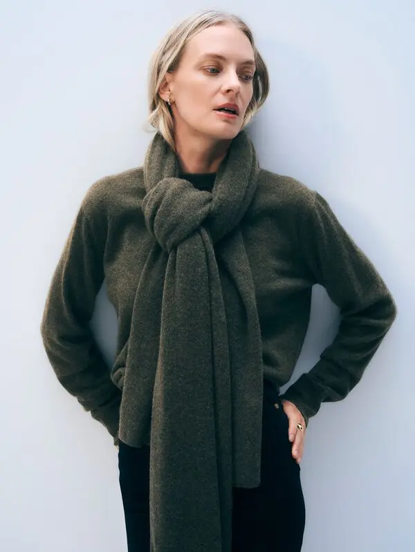 WHITE & WARREN Cashmere Travel Wrap - Thyme Heather