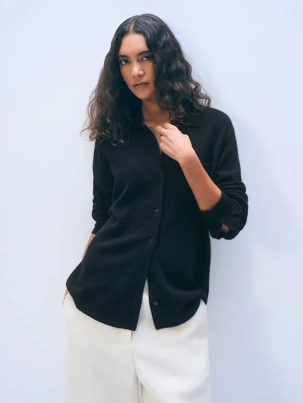 WHITE & WARREN Cashmere Button Down Sweater In Size