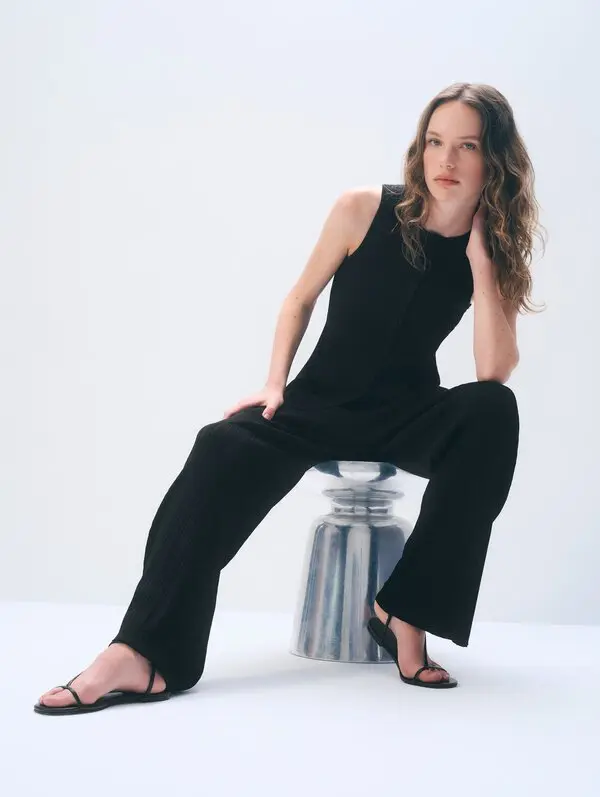 WHITE & WARREN Superfine Viscose Palazzo Pants - Black