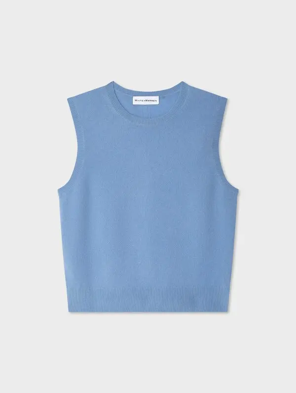 WHITE & WARREN Cashmere Shell Tank Top - Soft Blue