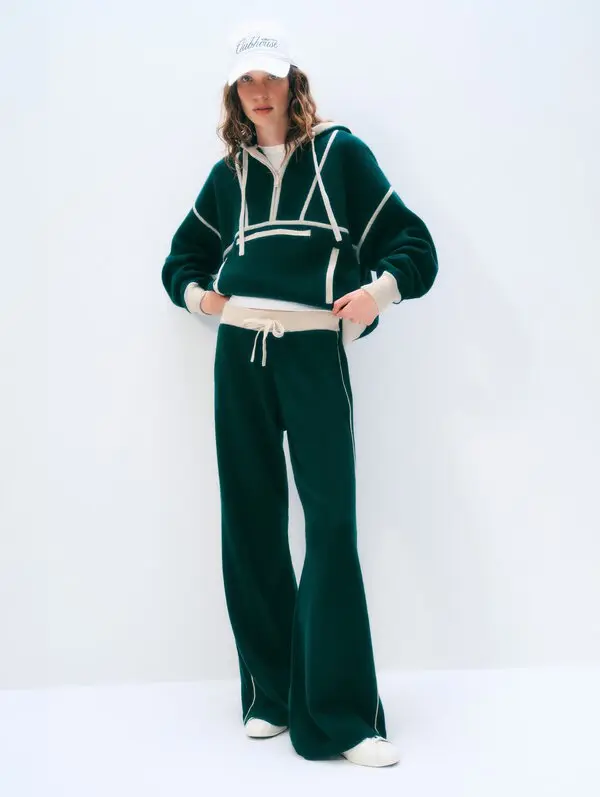 WHITE & WARREN Cashmere Blend Track Pant - Ivory