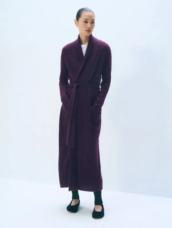 WHITE & WARREN Cashmere Robe - Deep Plum