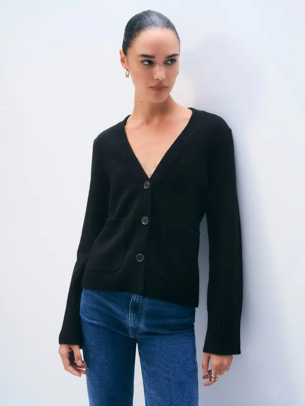 WHITE & WARREN Cashmere Cardigan - Black