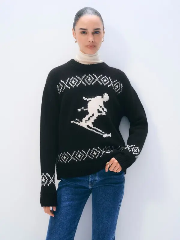 WHITE & WARREN Cashmere Blend Ski Crewneck Top