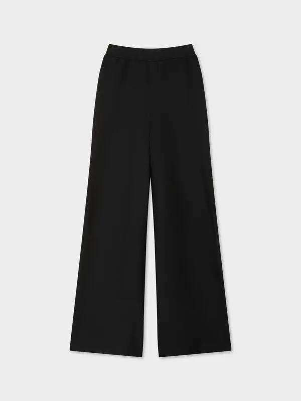 WHITE & WARREN Superfine Cotton Wide Leg Pant - Black