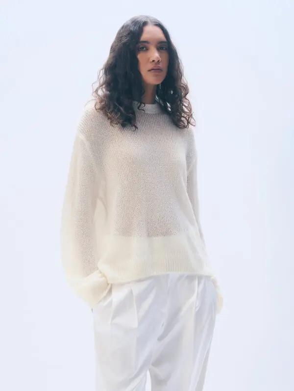 WHITE & WARREN Mohair Luxe Oversized Crewneck 1 Top In Size