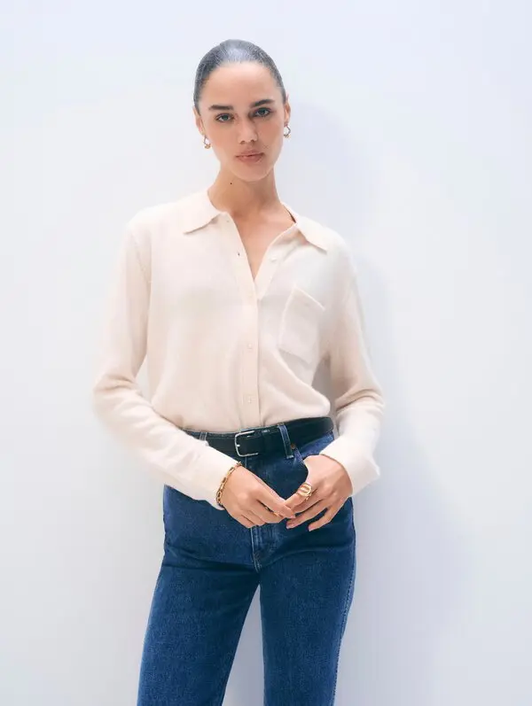 WHITE & WARREN Cashmere Button Down Sweater In Size