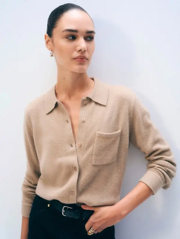 WHITE & WARREN Cashmere Button Down Sweater In Size