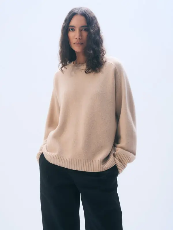 WHITE & WARREN Cashmere Saddle Sleeve Crewneck Top In Size