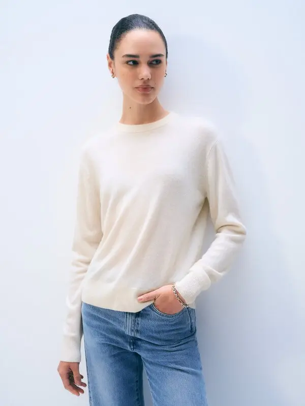 WHITE & WARREN Cashmere Crewneck Top In Size