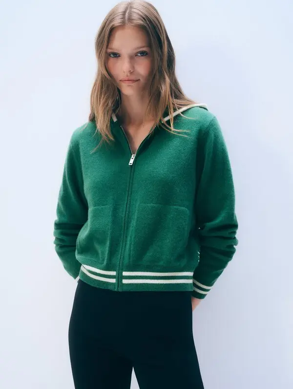 WHITE & WARREN Cashmere Blend Varsity Hoodie