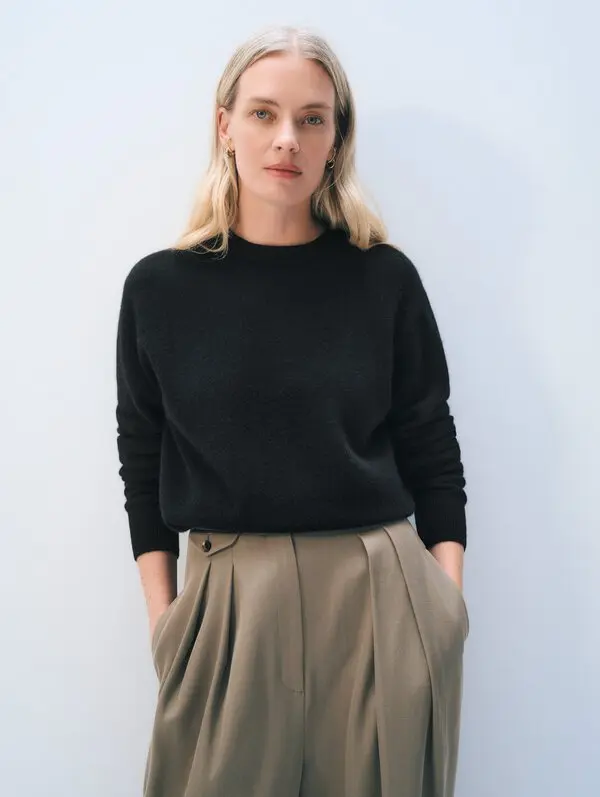 WHITE & WARREN Cashmere Crewneck Top In Size