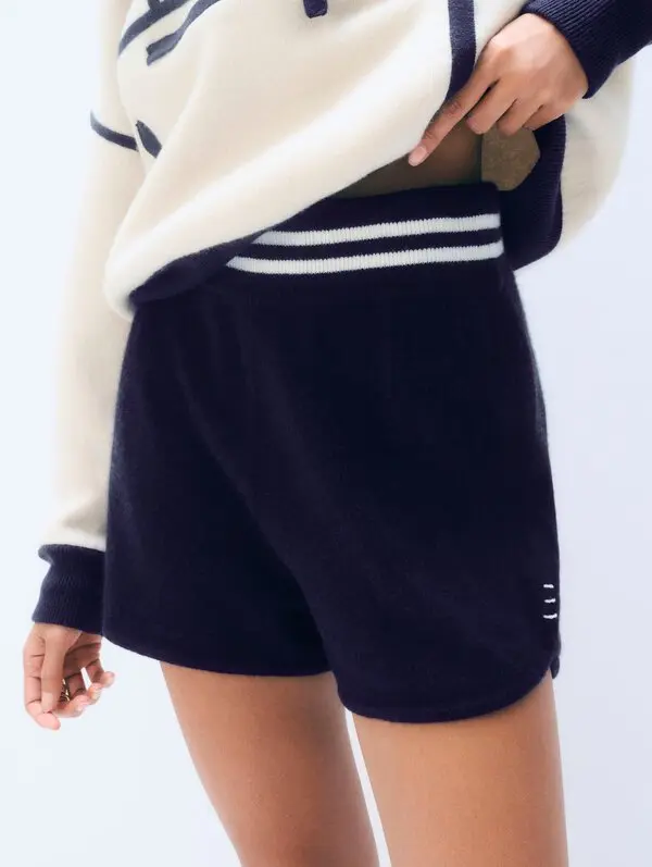 WHITE & WARREN Cashmere Varisty Shorts In Size