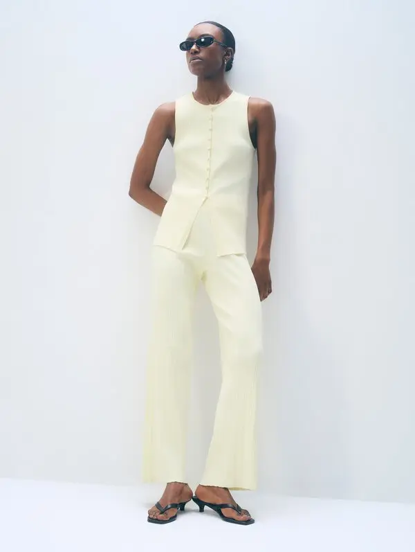 WHITE & WARREN Superfine Viscose Palazzo Pants - Frosted Lemon