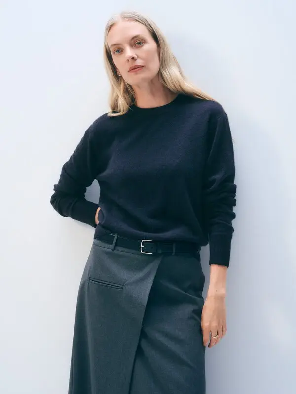WHITE & WARREN Cashmere Crewneck Top In Size