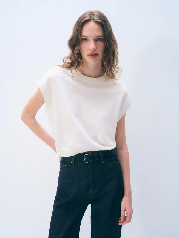 WHITE & WARREN Linen Blend T-shirt Sweater In Size In Cotton/linen/polyester