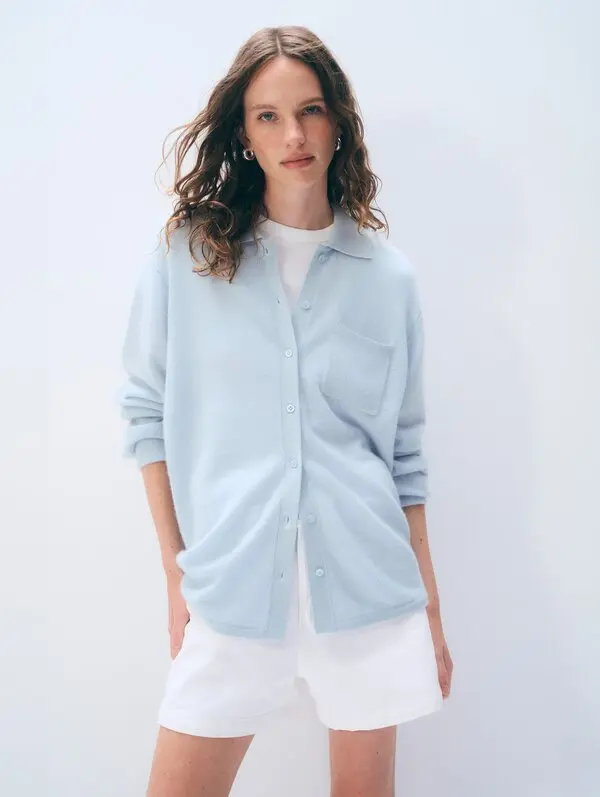 WHITE & WARREN Cashmere Button Down Sweater In Size