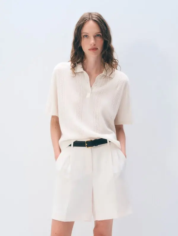 WHITE & WARREN Cashmere Polo Sweater In Size