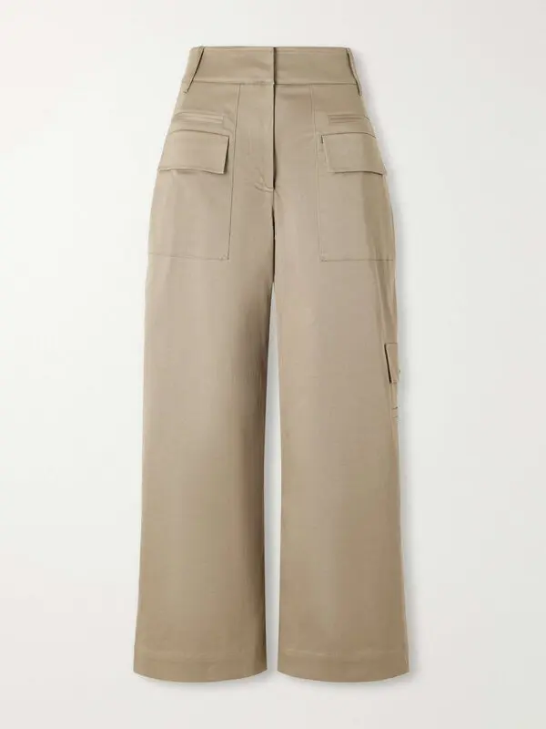 Proenza Schouler White Label Talla Cotton-blend Twill Wide-leg Pants - Beige