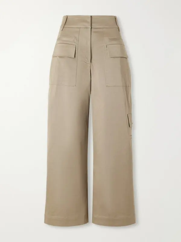 Proenza Schouler White Label Cotton-blend Twill Wide-leg Pants - Neutrals