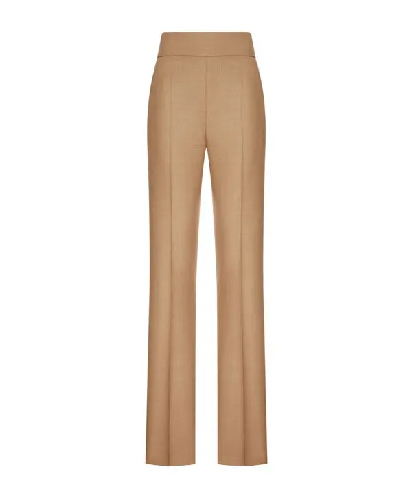 Valentino Garavani Pleated Straight Leg Pants - Camel