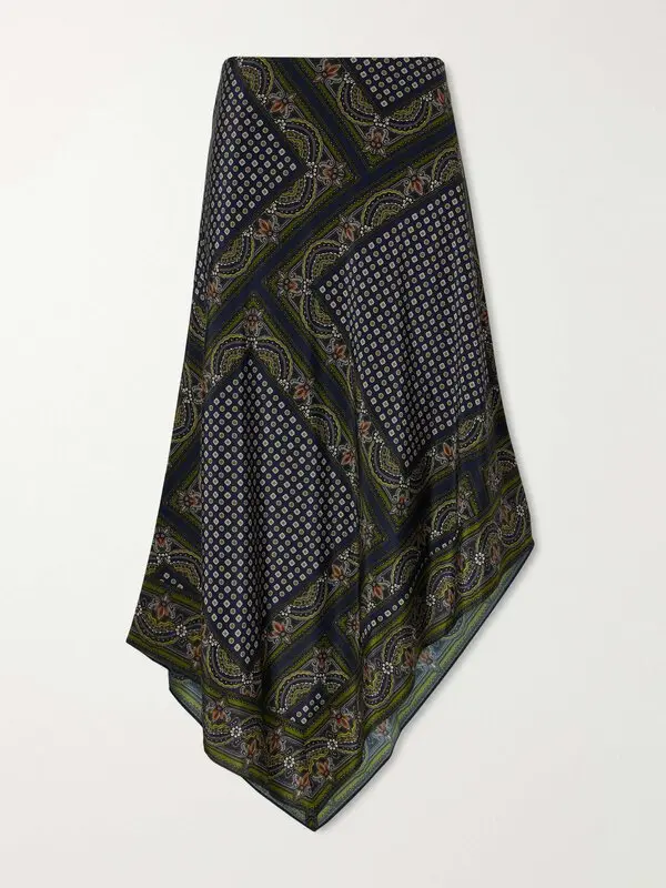 Veronica Beard Hartley Paisley-print Silk-blend Maxi Skirt - Navy