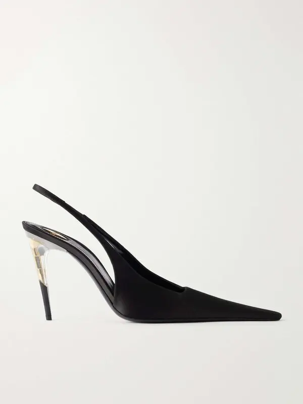 Saint Laurent Goya 95 Crepe Slingback Pumps - Black