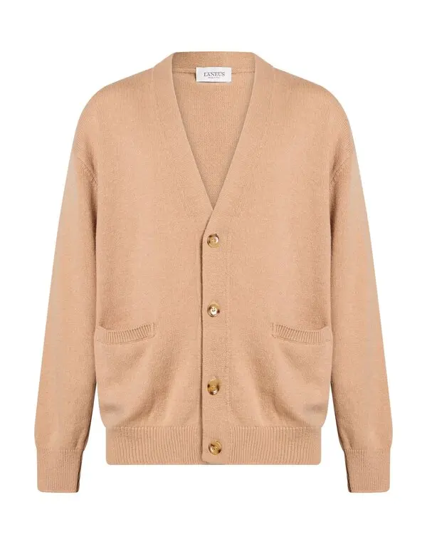 LANEUS Cardigan Sand Size Merino Wool, Cashmere