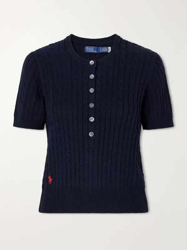 Polo Ralph Lauren Cable-knit Cotton Henley Sweater