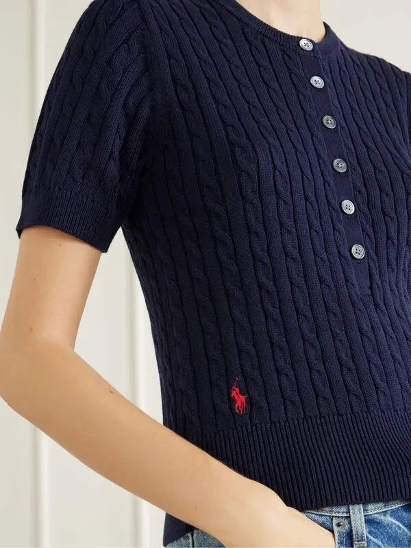 Polo Ralph Lauren Cable-knit Cotton Henley Sweater