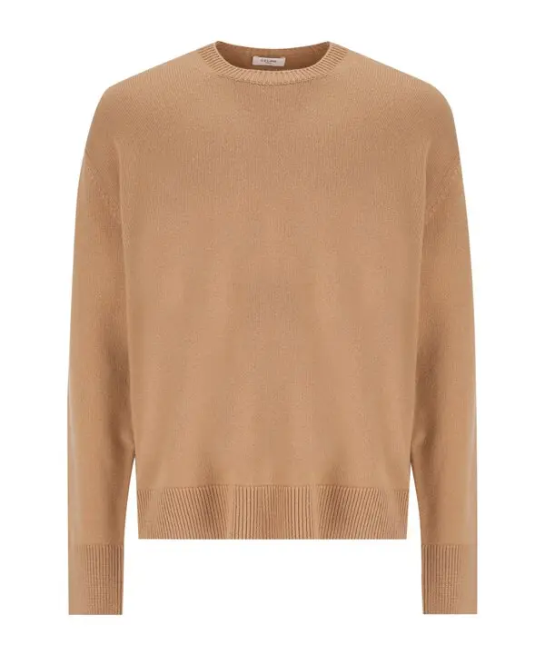 Celine Cashmere Crewneck Sweater With Elbow Patches