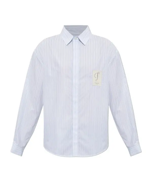 Jacquemus Logo-patch Striped Shirt - White/blue