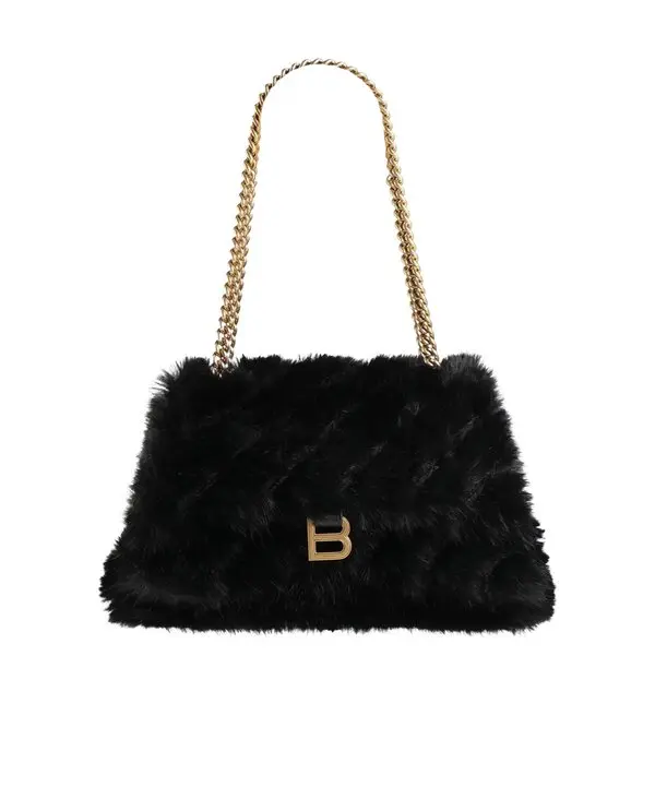 Balenciaga Furry Chain Singleshoulder Bag - Black
