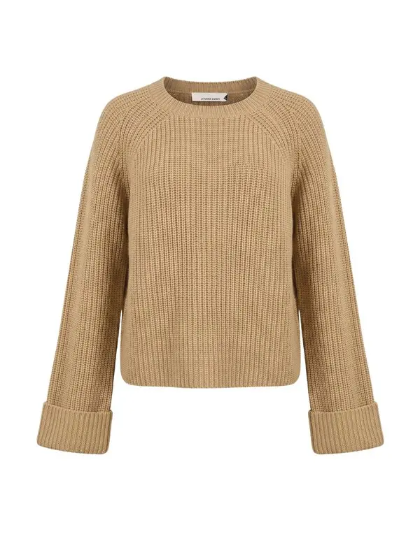 Liviana Conti Sweater Camel Size Virgin Wool
