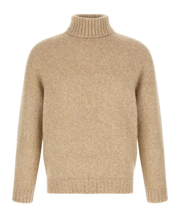 Brunello Cucinelli Long-sleeve Ribbed Knit High-neck Pullover - Sand-colored
