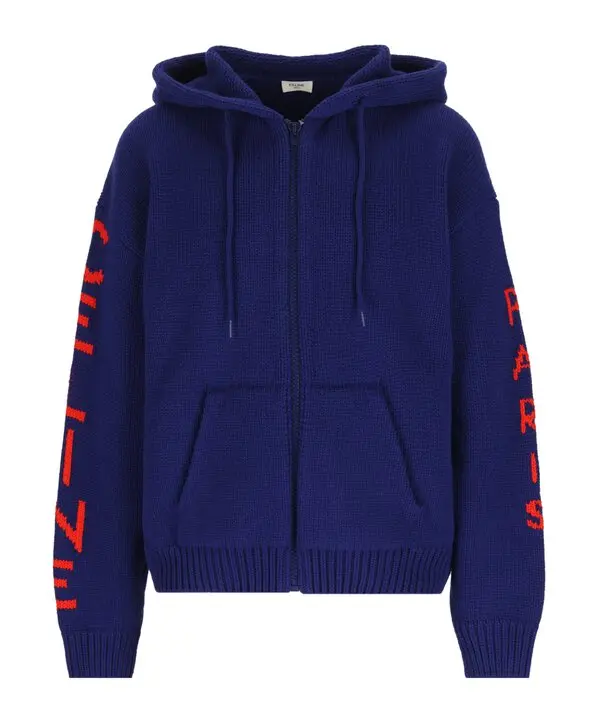 Celine Zip-up Hooded Cardigan With Drawstring