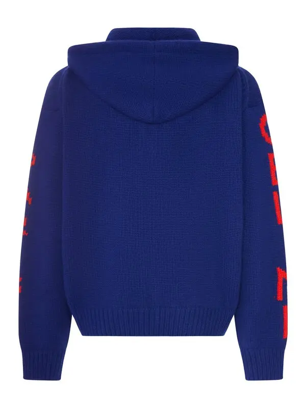 Celine Zip-up Hooded Cardigan - Blue/red