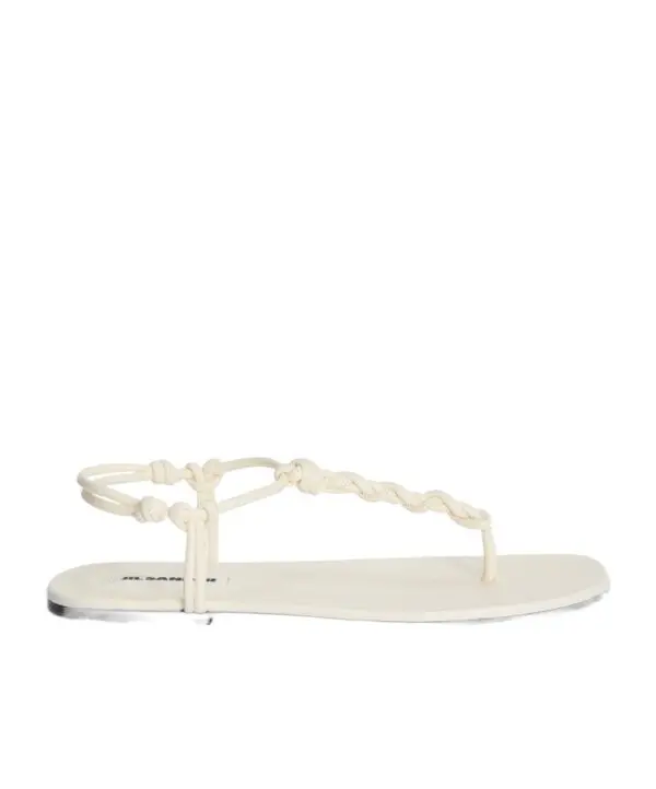 JIL SANDER Braided Strap Flat Sandals - White