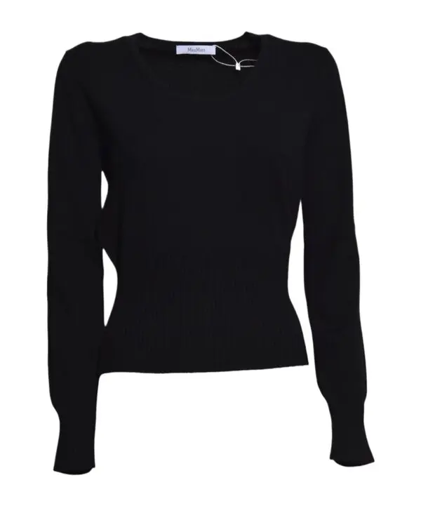 Max Mara Ribbed-knit Scoop-neck Sweater - Black