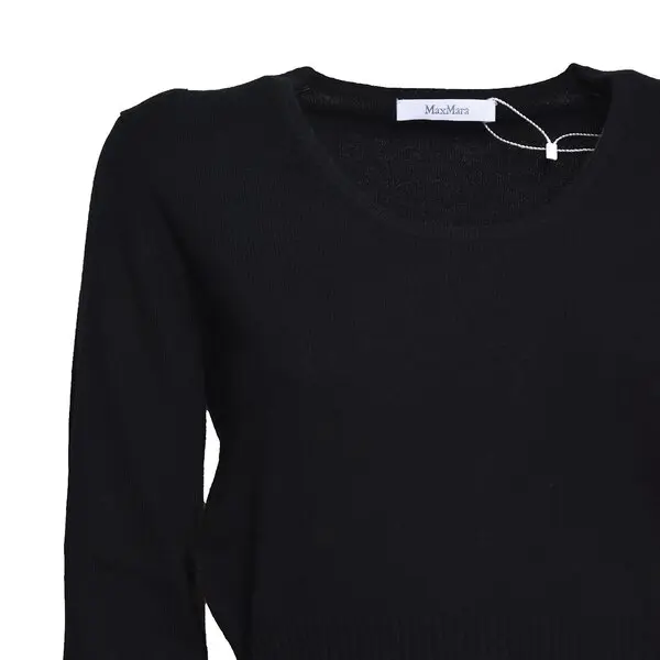 Max Mara Ribbed-knit Scoop-neck Sweater - Black