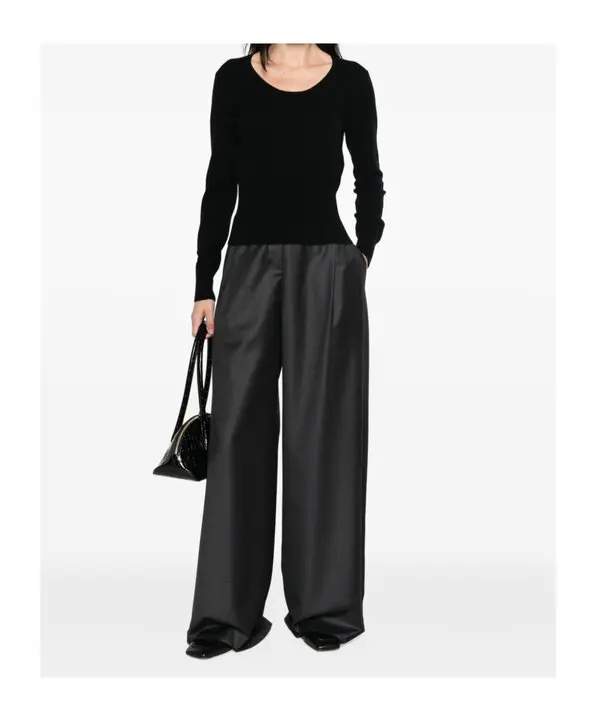 Max Mara Ribbed-knit Scoop-neck Sweater - Black