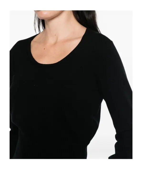 Max Mara Ribbed-knit Scoop-neck Sweater - Black