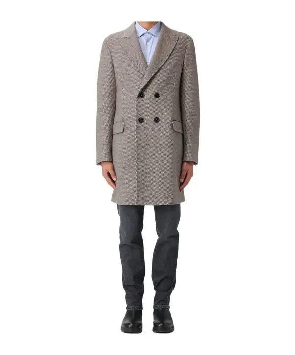 Zegna Double-breasted Long-sleeved Coat - Gray