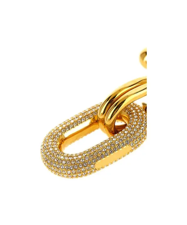 Rabanne Gold Tone Crystal Embellished Link Pendant Necklace