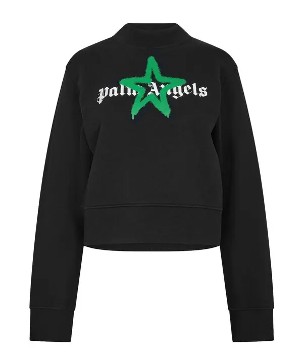 Palm Angels Mockneck Cropped Sweatshirt - No