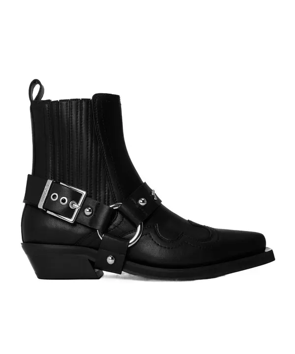 GANNI Pointedtoe Westernstyle Ankle Boots - Black