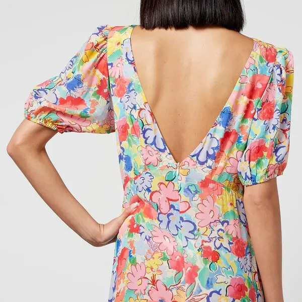 Rixo Floral Print Puff Sleeve Maxi Dress