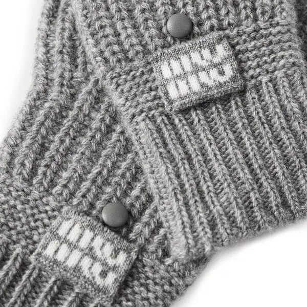 Miu Miu Grey Ribknit Mittens