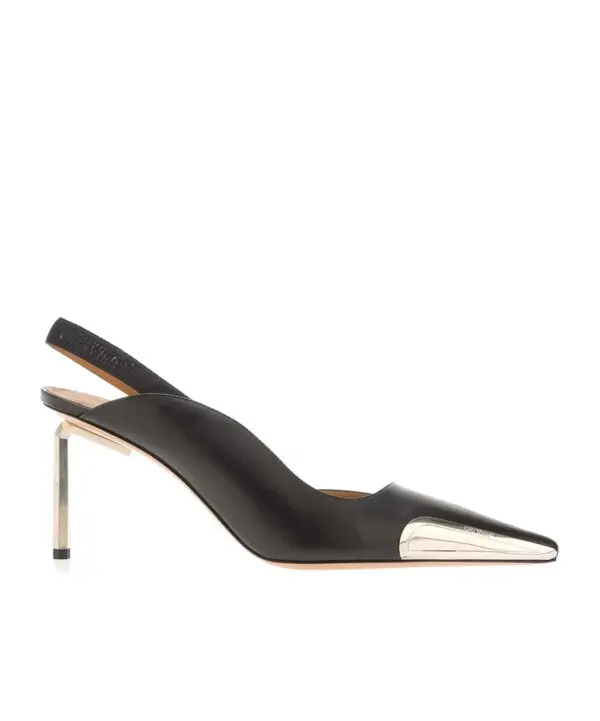 Off-White Slingback Highheeled Shoe - Black